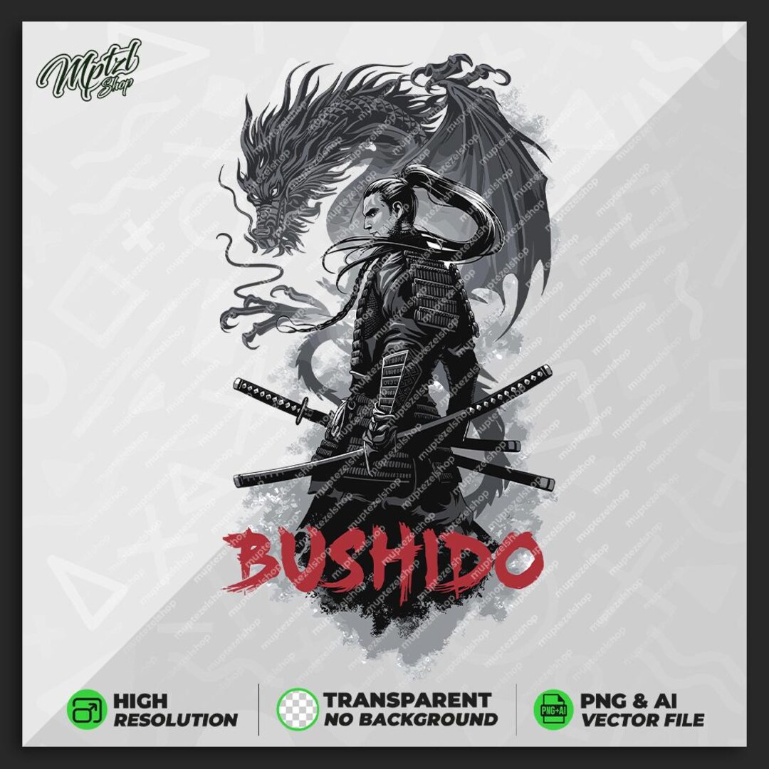 Asian Bushido Warrior T-shirt Design for Printing, Sticker, Coffee Mug ...