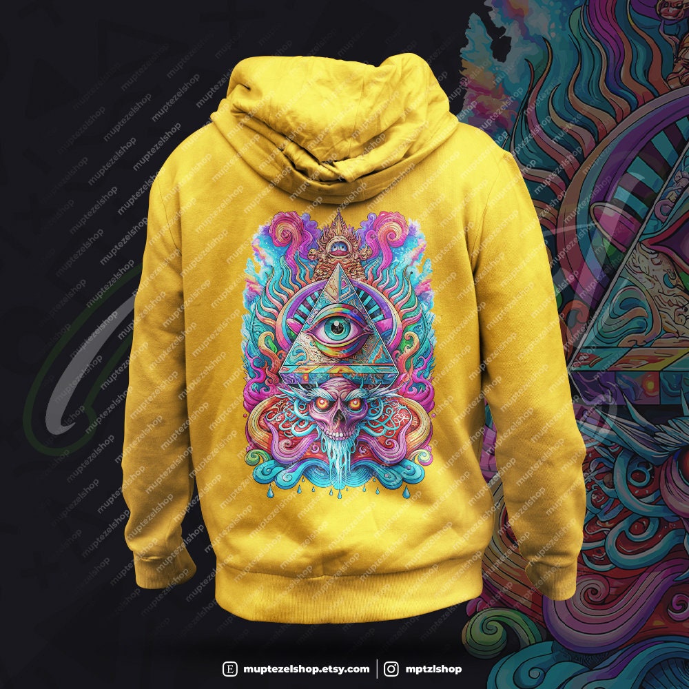 Eye Pyramid Psychedelic T-shirt Design for Printing, Sticker, High ...