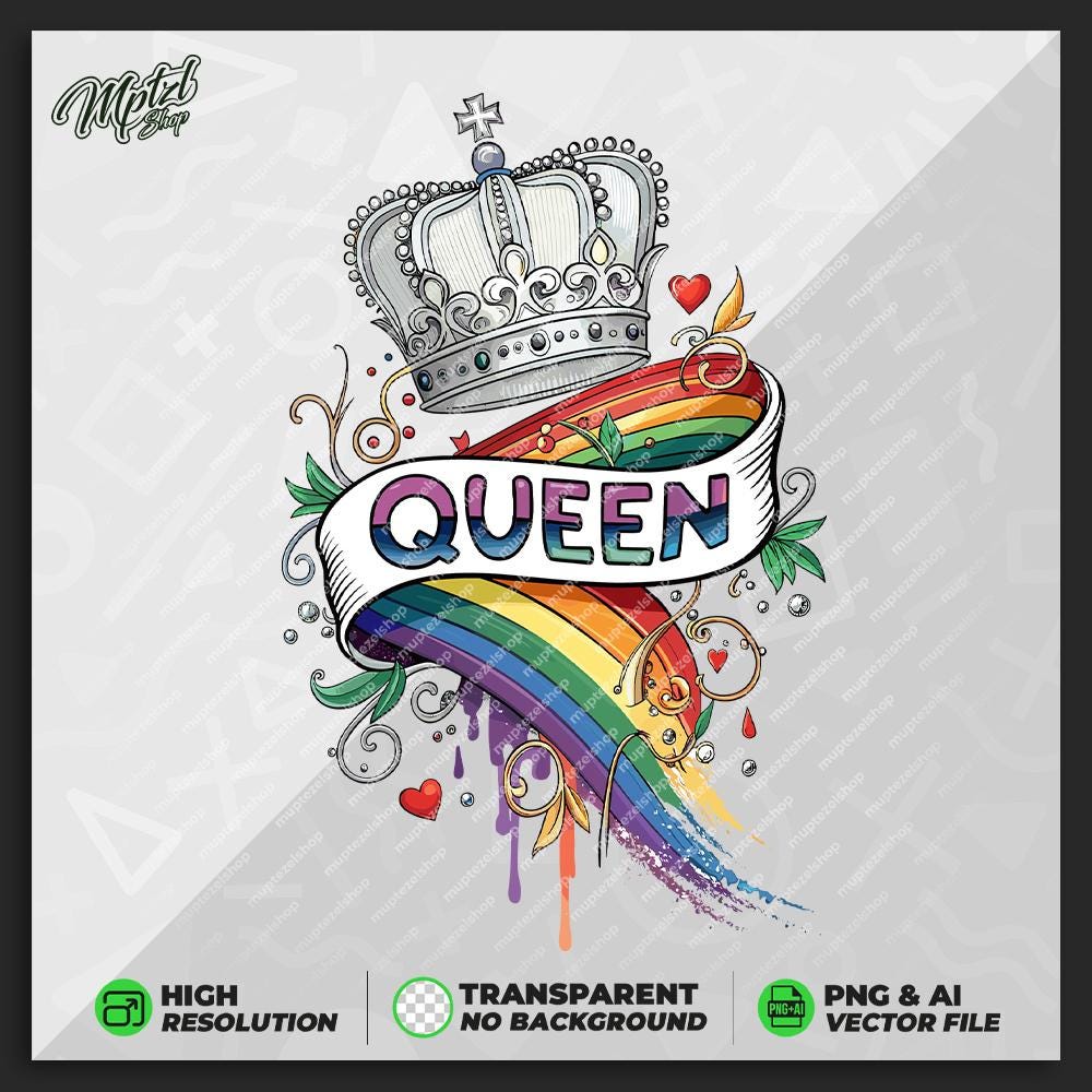 Pride Lgbt Queen Crown T-shirt Design for Printing, Sticker, Coffee Mug ...