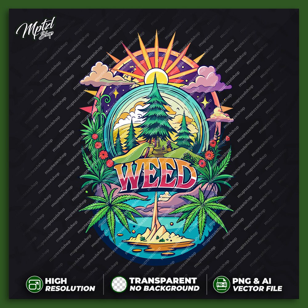 Sunshine Forest Weed T-shirt Design for Printing, Sticker, High ...