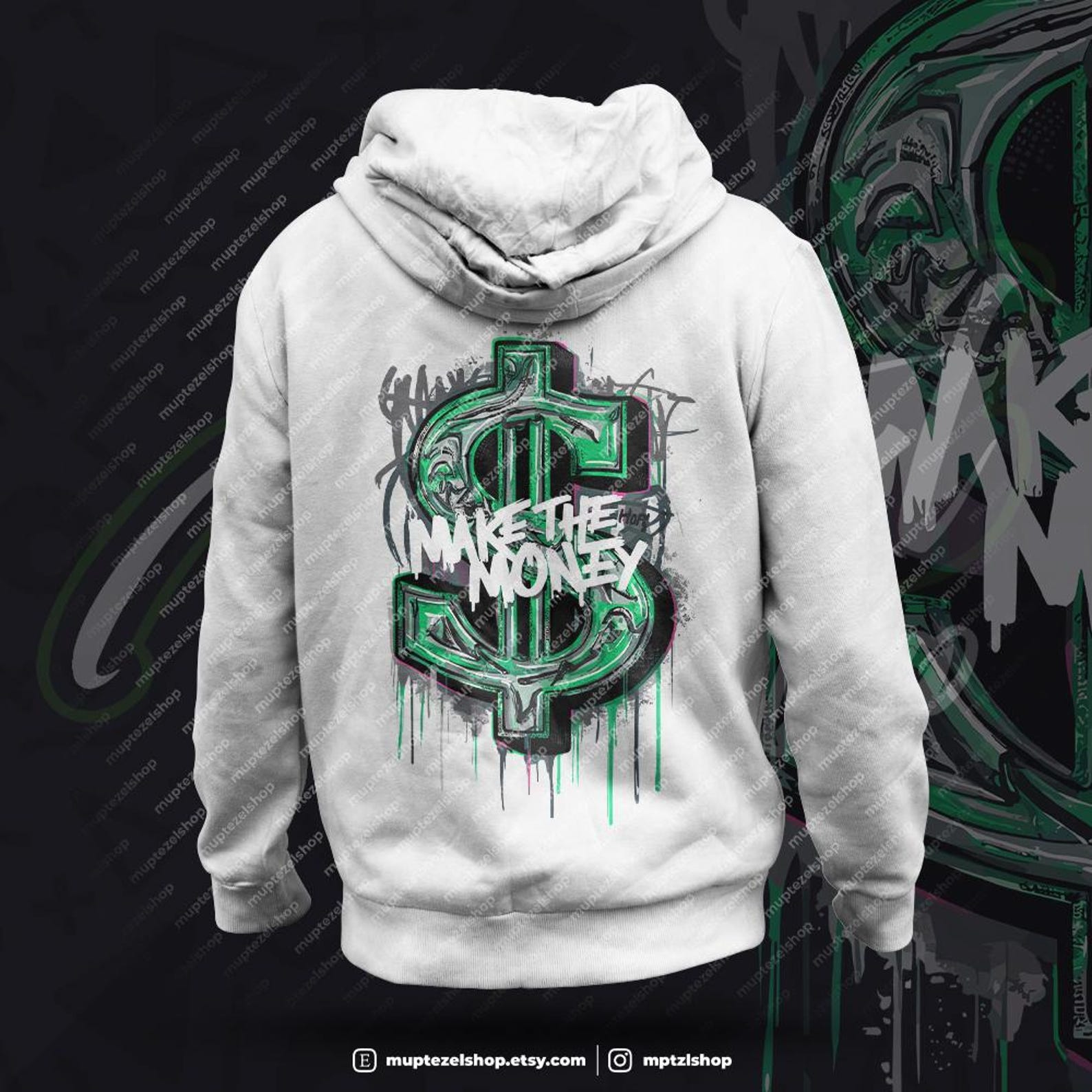 Make Money Dollar Hip Hop T-shirt Design for Printing, Sticker, Coffee ...