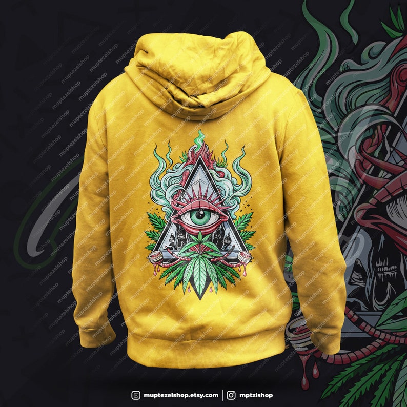 Eye Pyramid Weed T-shirt Design for Printing, Sticker, High Resolution ...