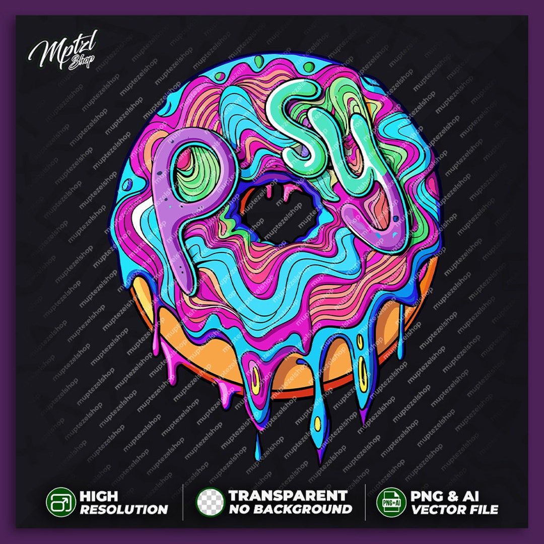 Colorful Donut Psychedelic T-shirt Design for Printing, Sticker, High ...