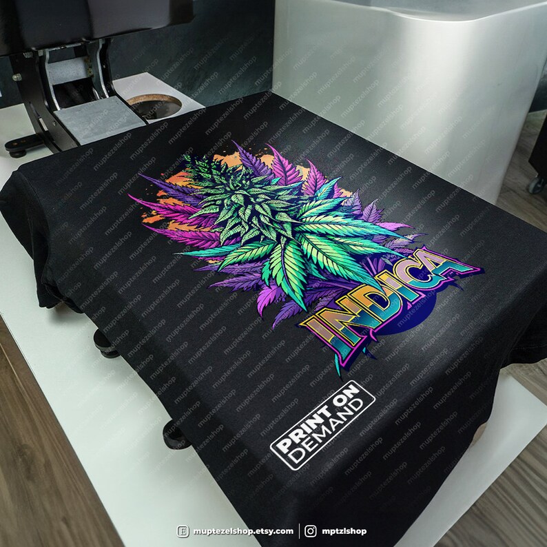 Indica Leaf Weed T-shirt Design for Printing, Sticker, High Resolution ...