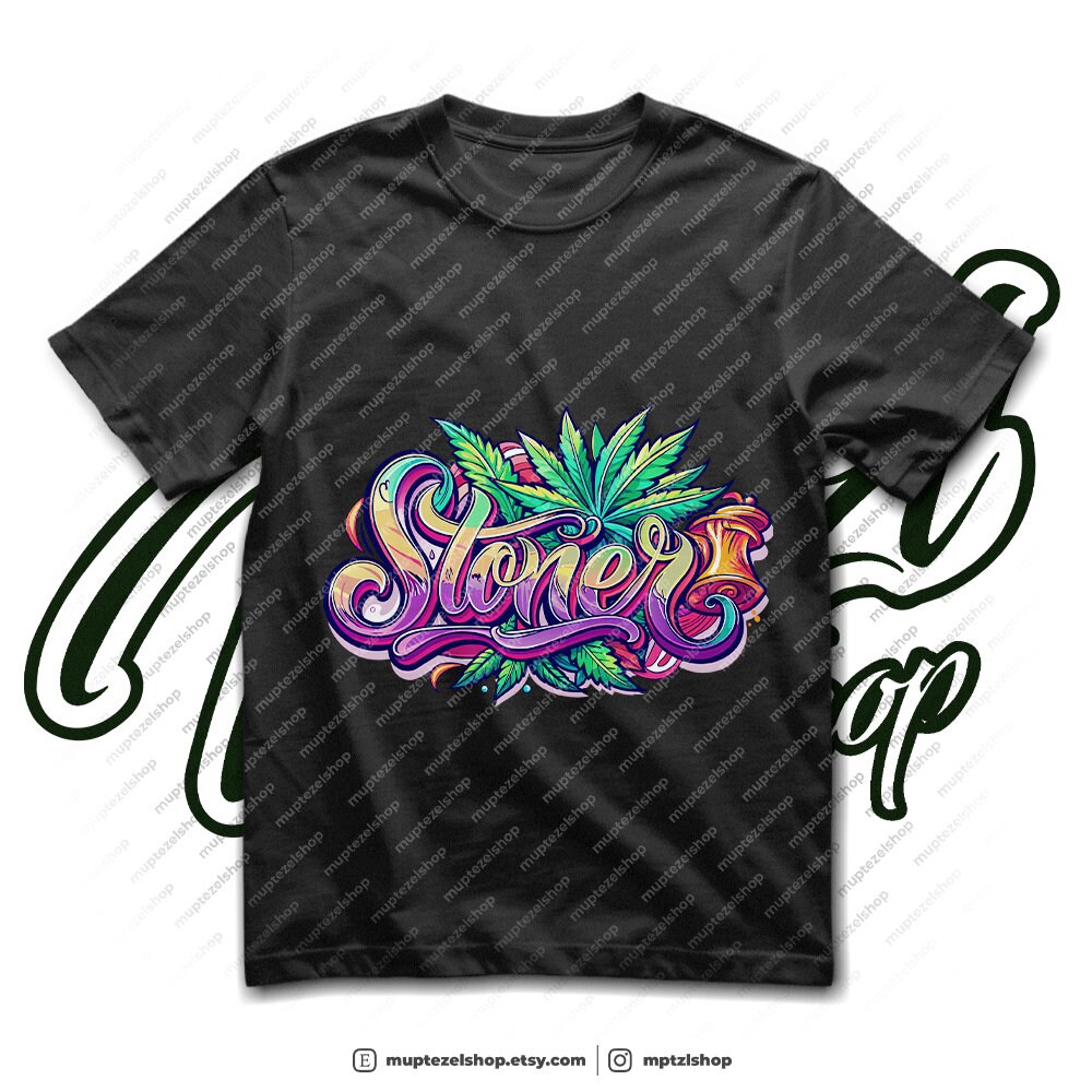 Colorful Stoner Weed T-shirt Design for Printing, Sticker, High ...