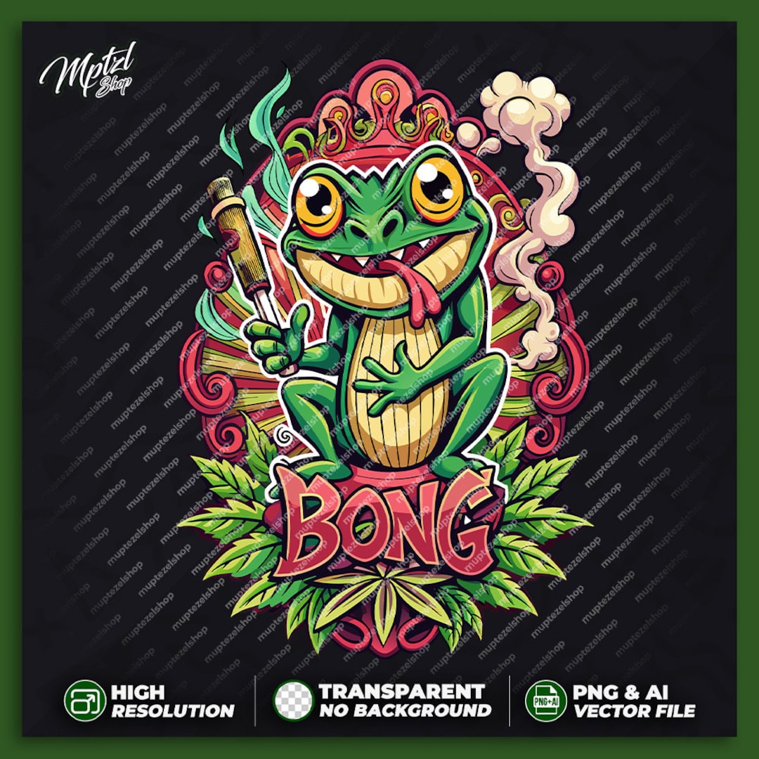 Frog Bong Weed T-shirt Design for Printing, Sticker, High Resolution ...
