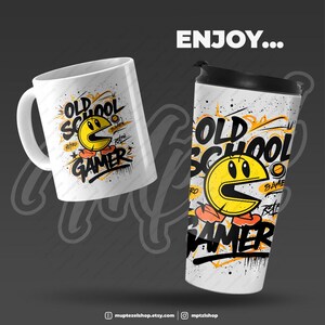 Old School Gamer Smile T-shirt Design for Printing, Sticker, Coffee Mug ...