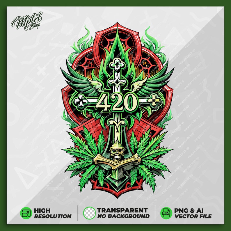 420 Cross Weed T-shirt Design for Printing, Sticker, High Resolution ...