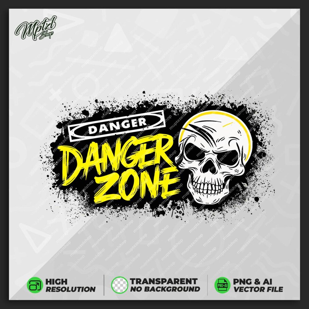 Danger Zone Skull Graffiti T-shirt Design for Printing, Sticker, Coffee ...
