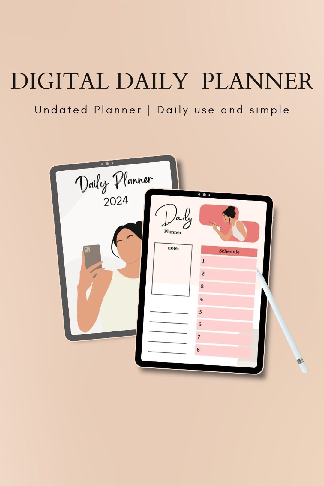 Digital Daily Planner Daily Use Digital Templete - Etsy