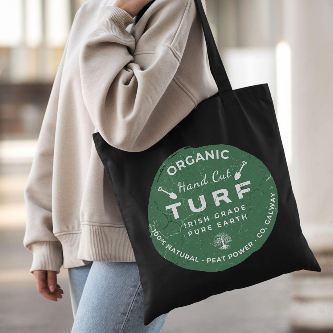 Turf Tote Bag, Irish Peat Canvas Bag, Vintage Ireland Gift, Funny Irish ...