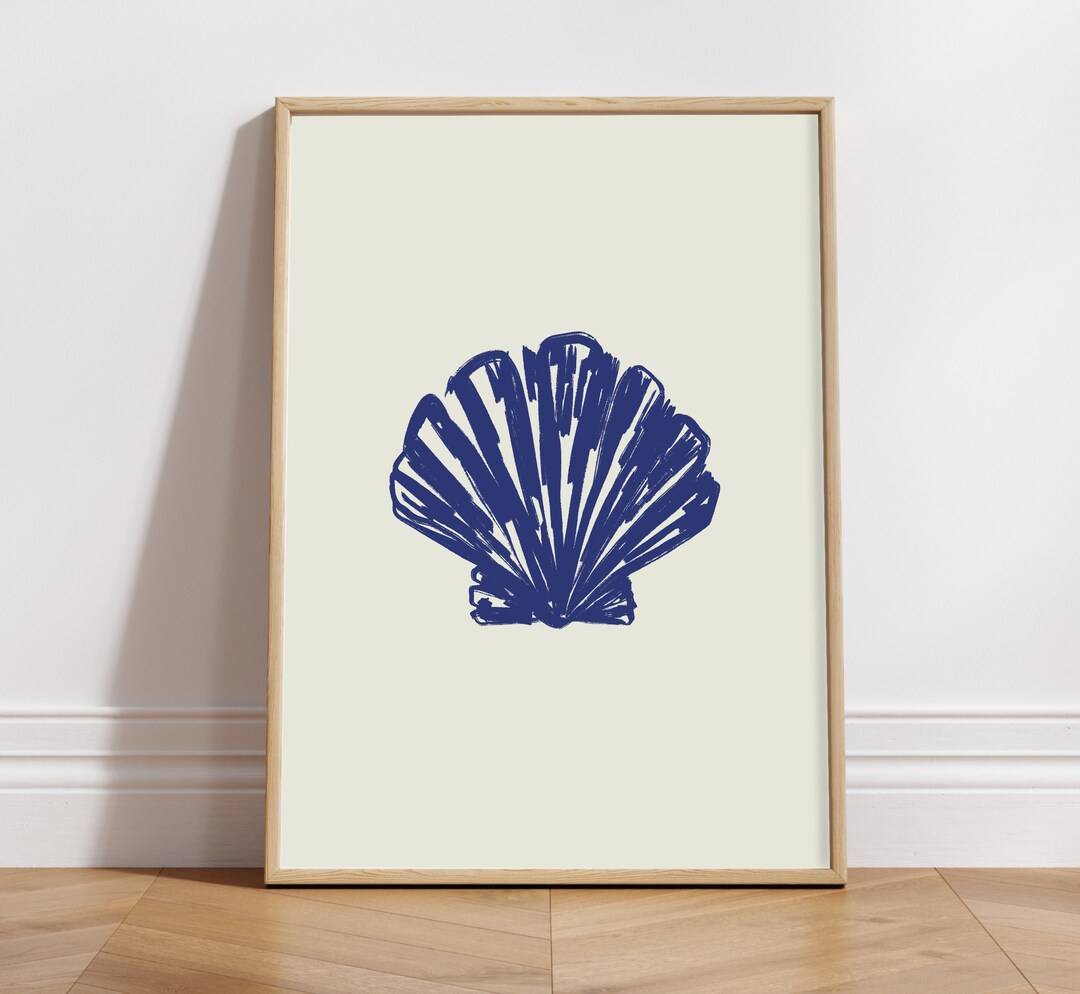Blue Shell Poster, Printable Poster, Minimalist Wall Decoration ...