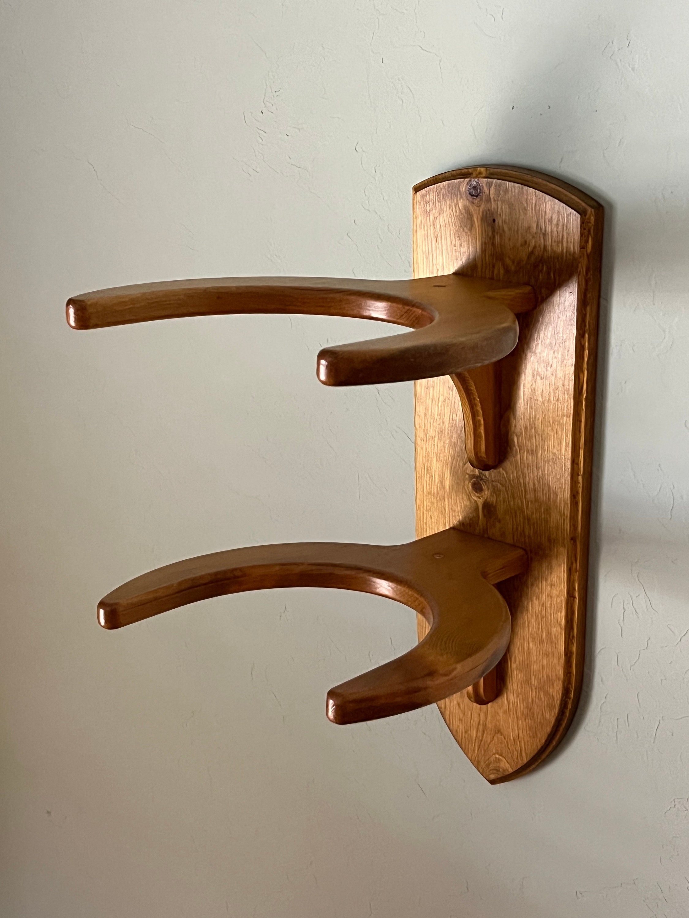 Wooden Hat Rack With Two Curved and Slightly Angled Support Forks. Rack ...