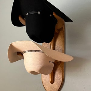 Wooden Hat Rack With Two Curved and Slightly Angled Support Forks. Rack ...