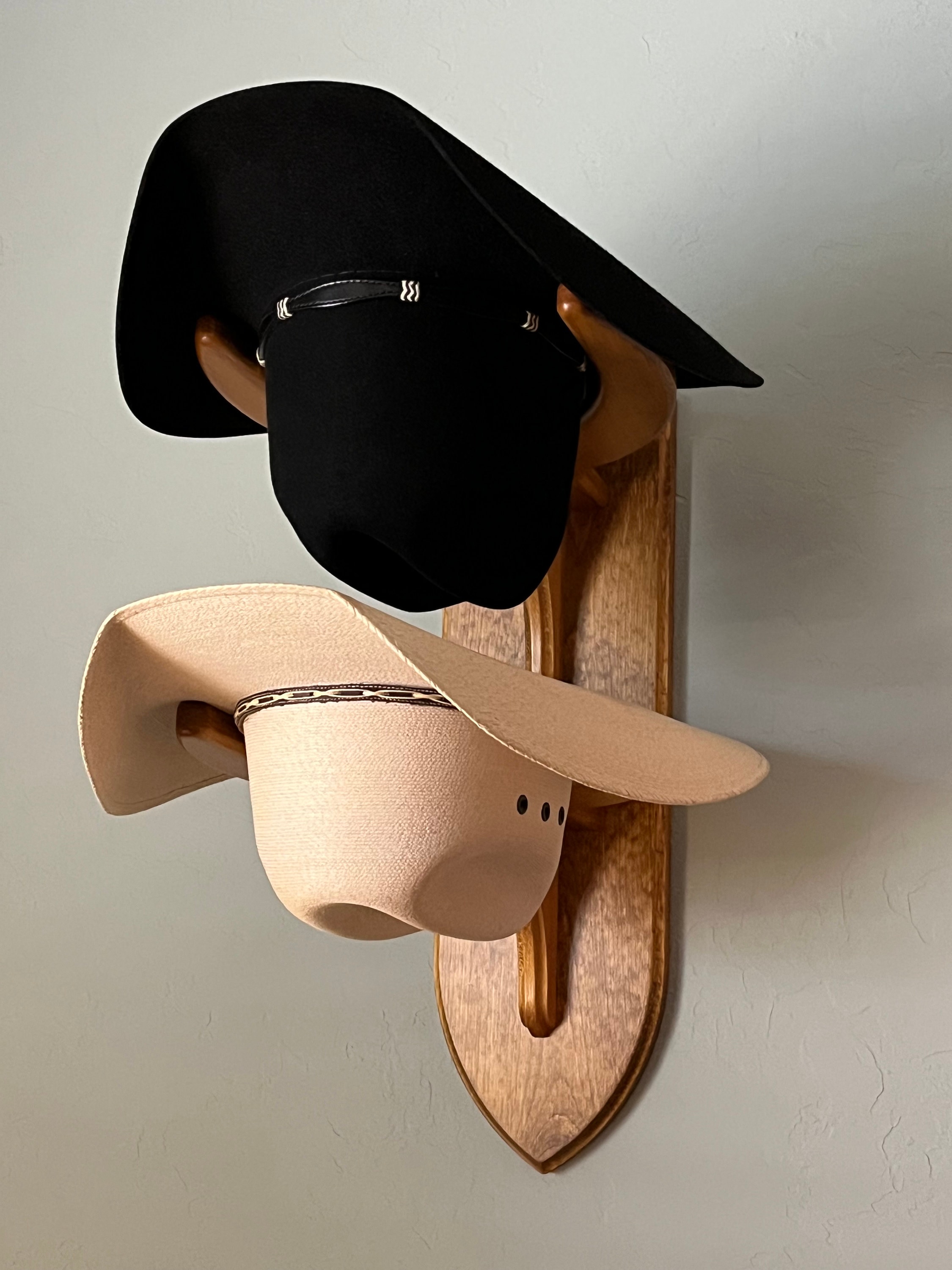 Wooden Hat Rack With Two Curved and Slightly Angled Support Forks. Rack ...