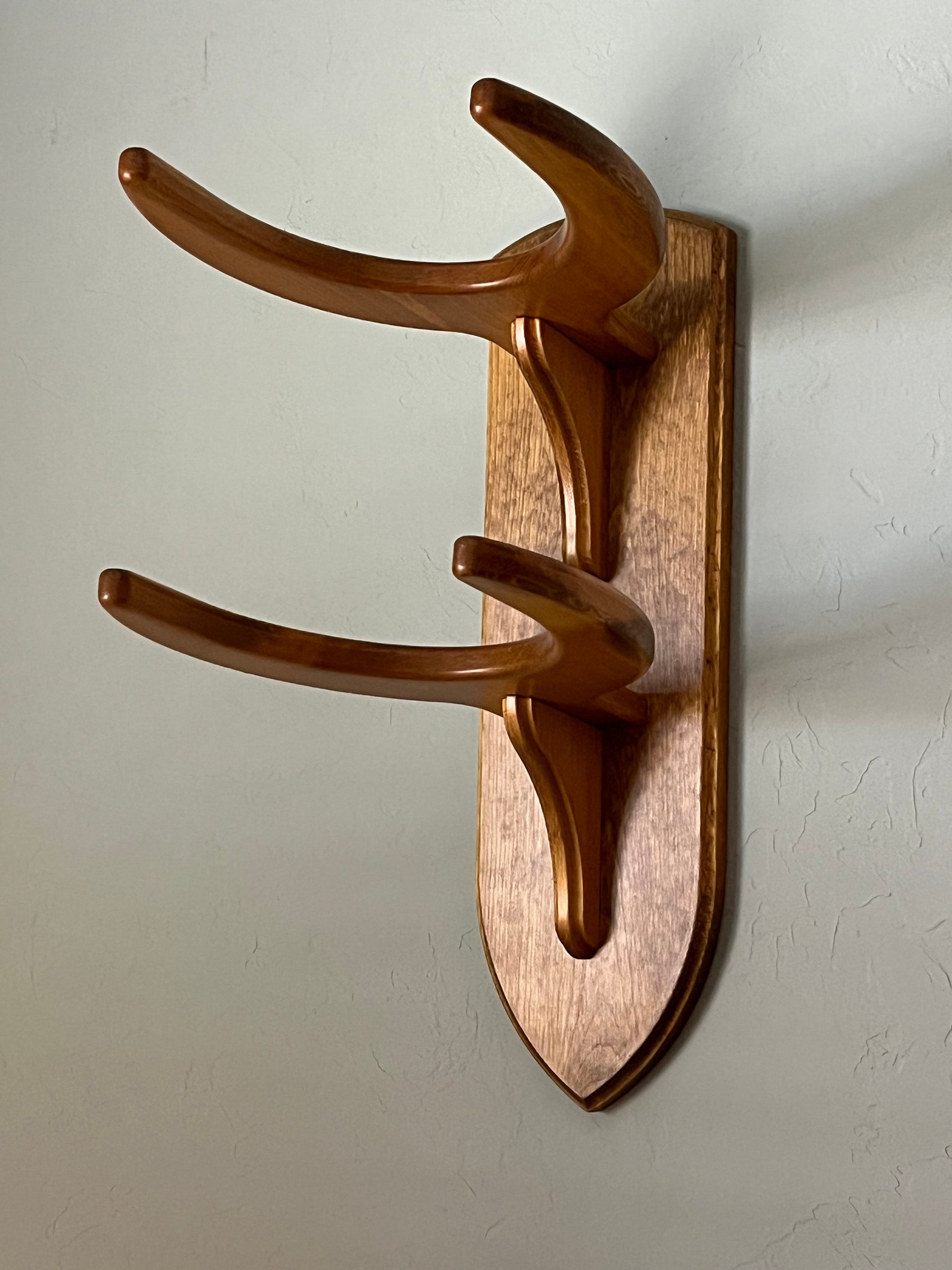 Wooden Hat Rack With Two Curved and Slightly Angled Support Forks. Rack ...