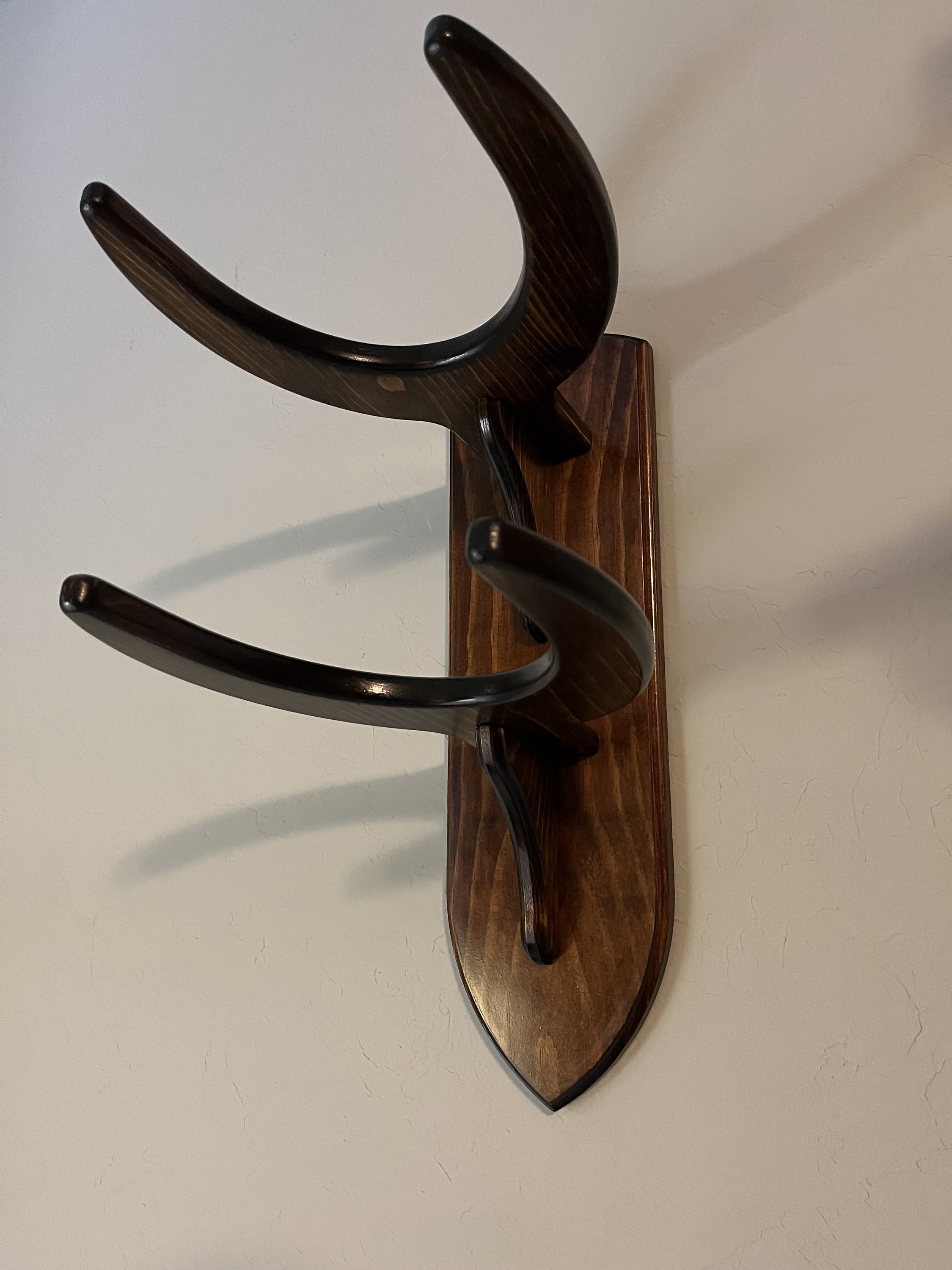 Wooden Hat Rack With Two Curved and Slightly Angled Support Forks. Rack ...