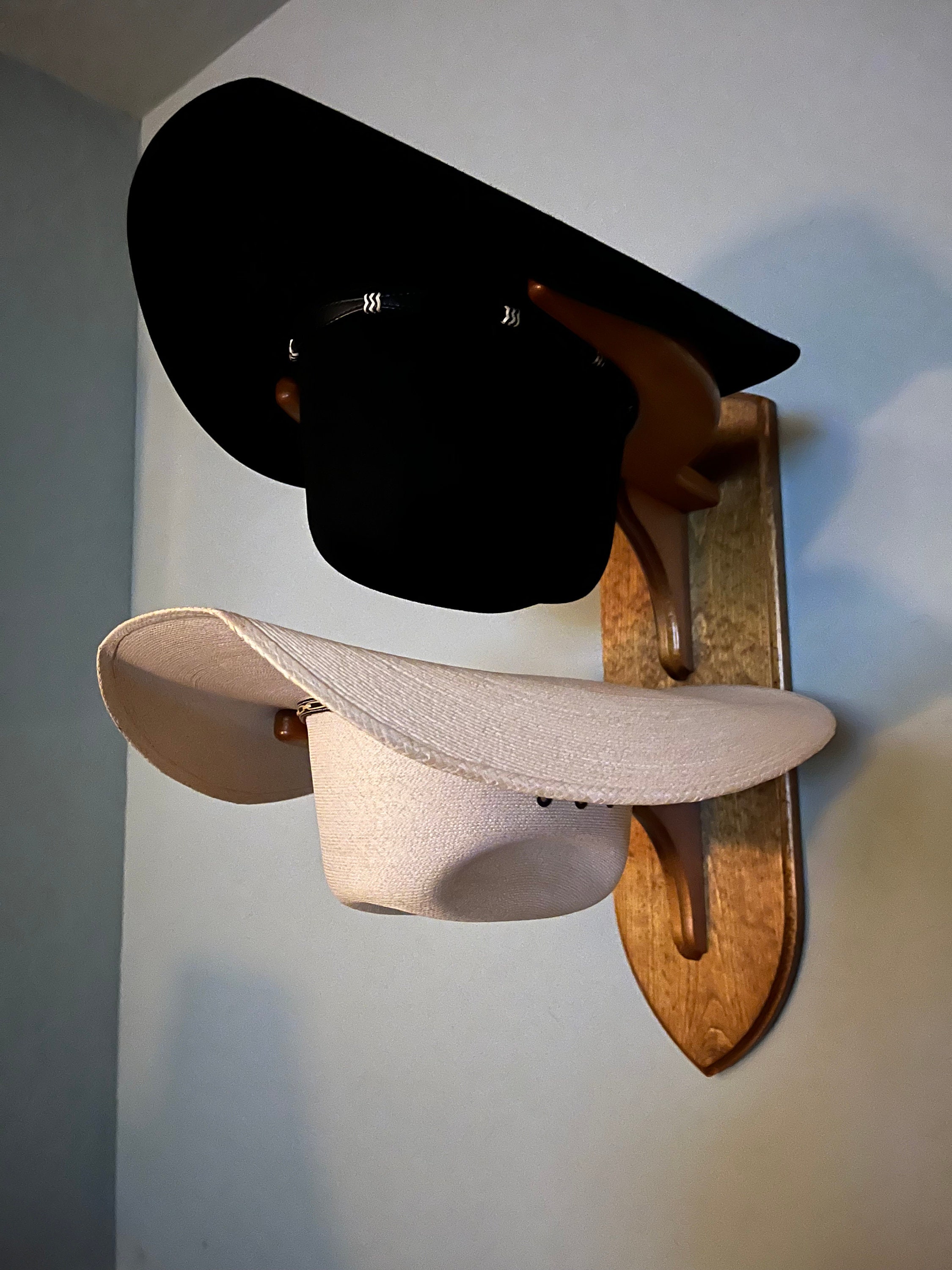 Wooden Hat Rack With Two Curved and Slightly Angled Support Forks. Rack ...