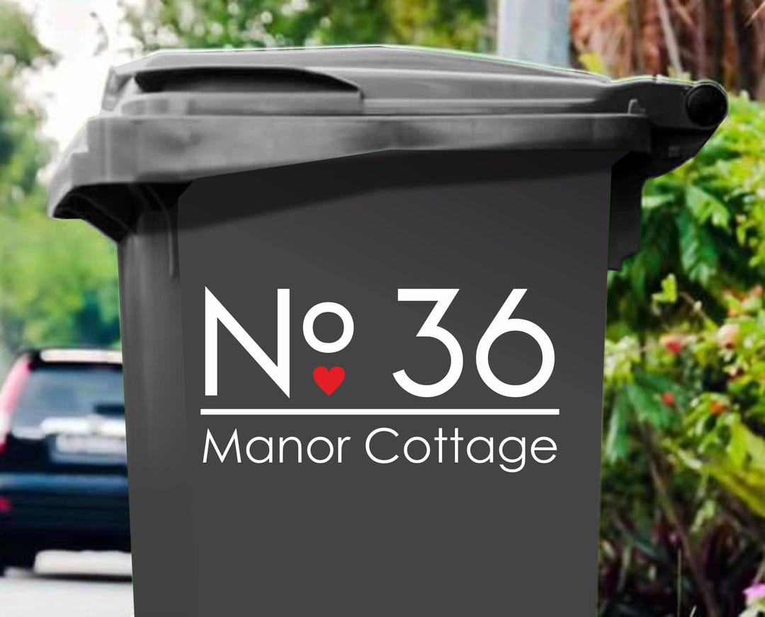 1,3,4 Modern Personalised Wheelie Bin Stickers, Vinyl Stickers for Bins ...