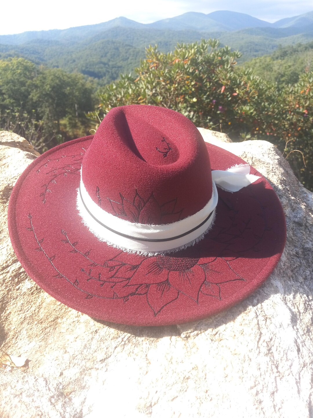 Burgundy Blooms Burnt Felt Hat - Etsy