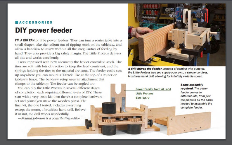 Power Feeder for Woodworking, Plan Only, the "little Proteus" - Etsy