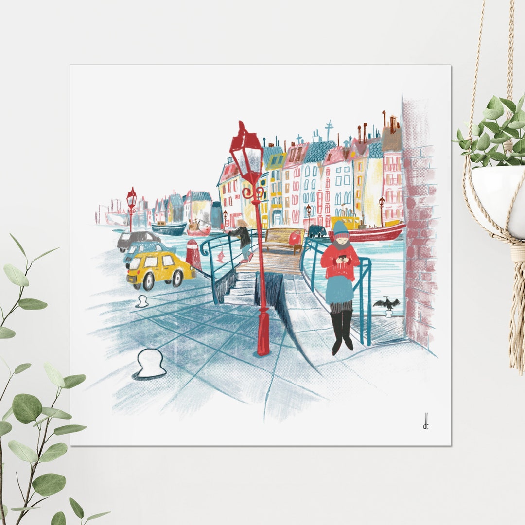 Drawing Harbor, Drawing Quay, Cityscape, Old Dutch, Maassluis, Harbor ...