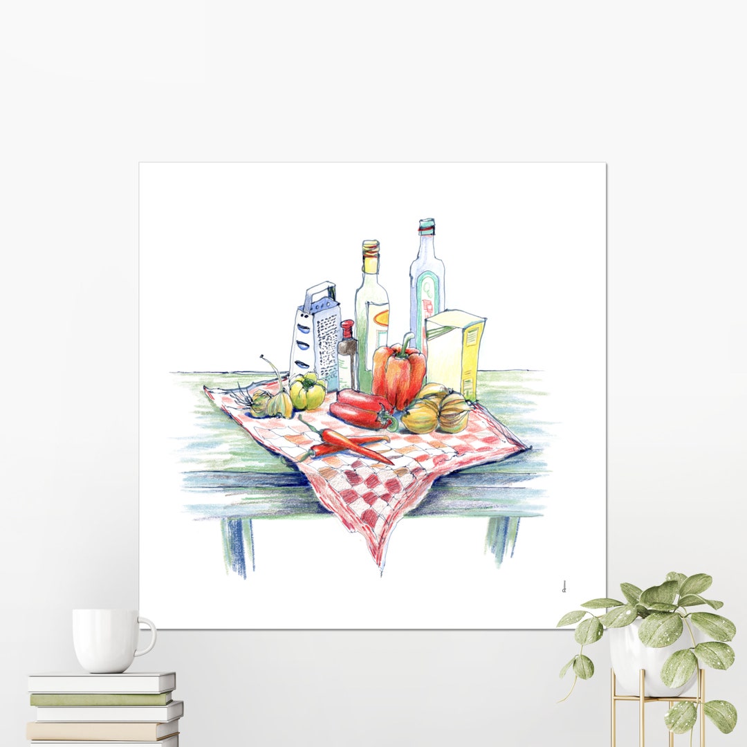 Food Art Print, Italian Food Print, Food Poster, Food on the Table ...