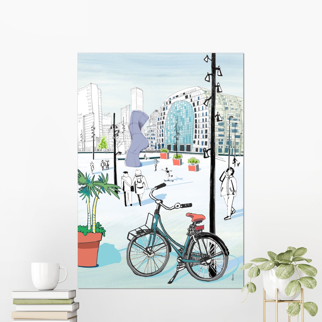 Rotterdam Print, Cityscape Rotterdam, City Illustration, Rotterdam City ...