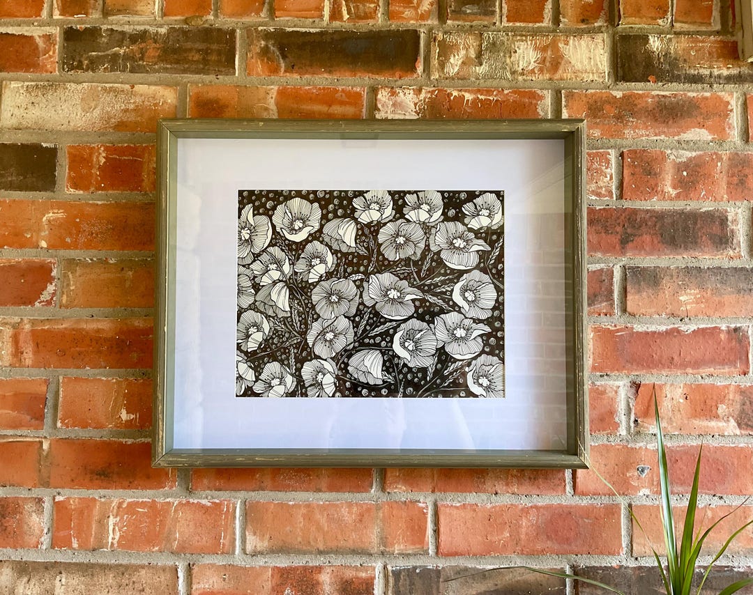 Original Pen & Ink Drawing- Dark Poppies - Etsy