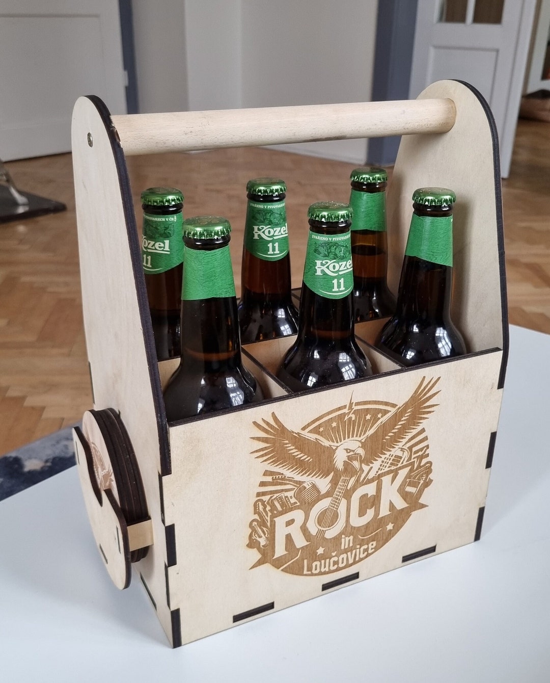 Beer Box - Six Pack With Holder for Opener and Coasters, Plywood 6mm ...