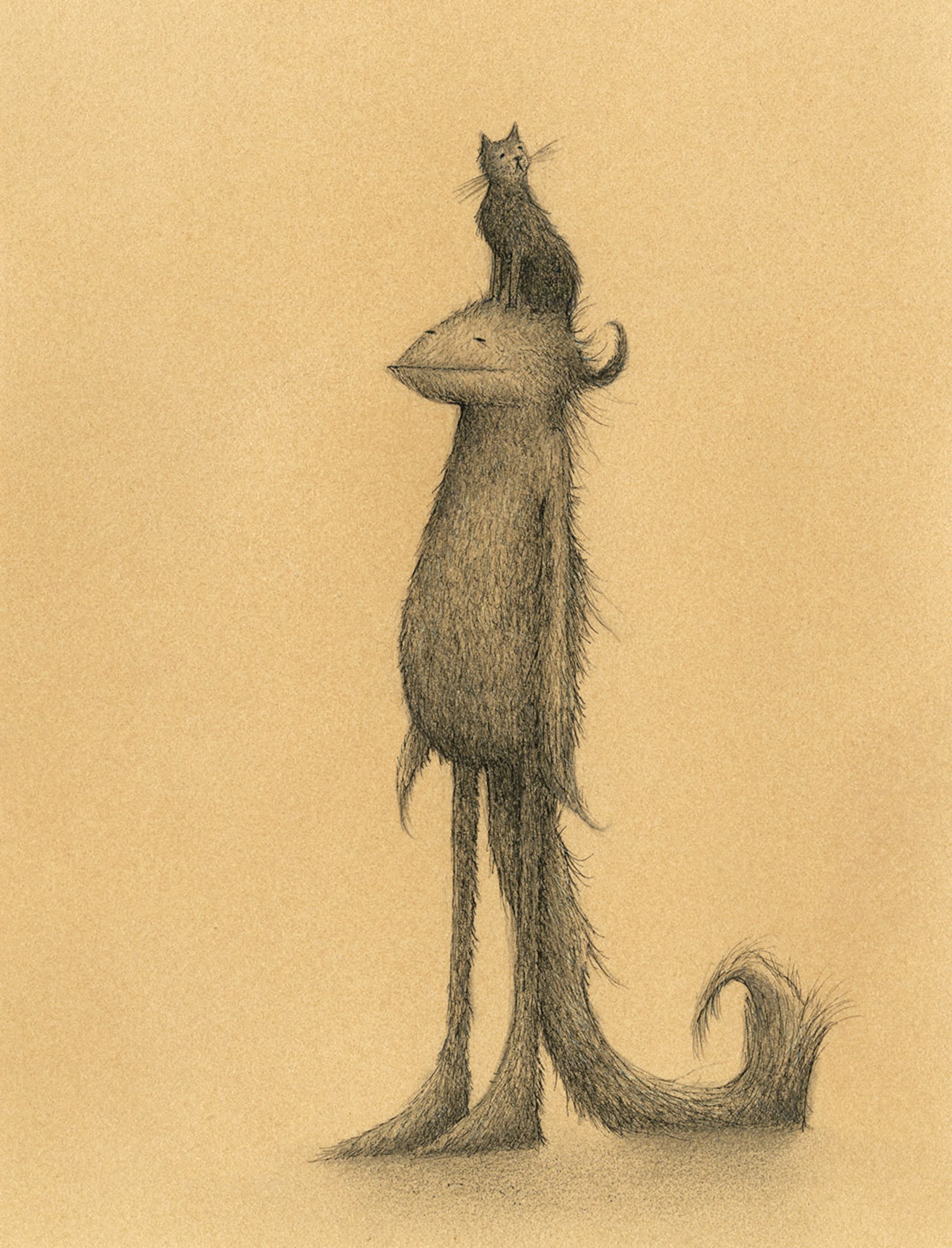 Monster With Cat on Head Fine Art Print - Etsy