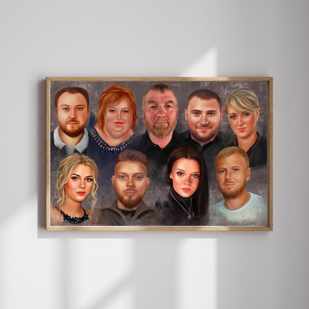 Individual Digital Family Portrait – Hand-drawn, Personalized Art for ...