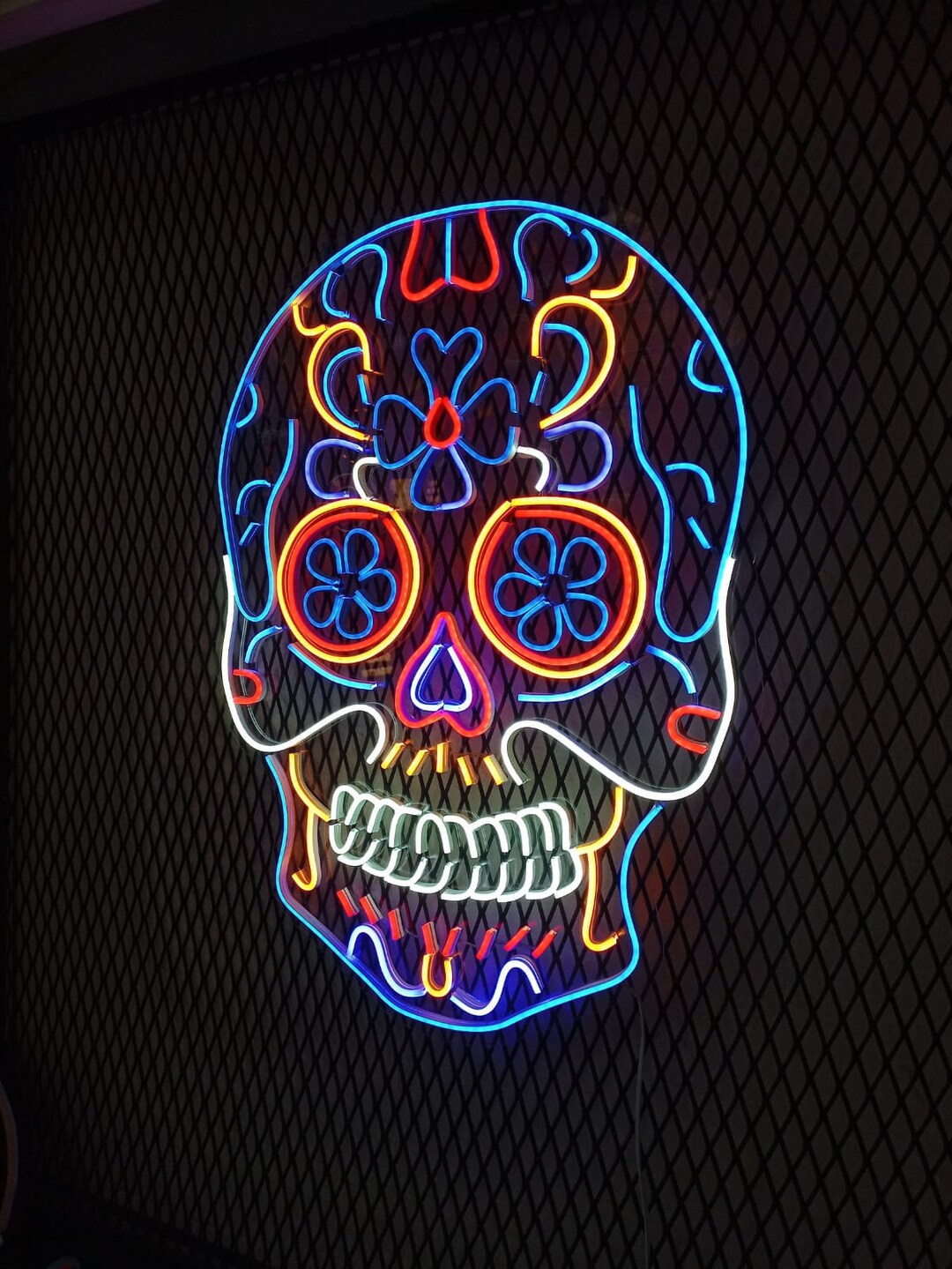 Mexican Skull of Death Neon Sign, Skull Neon Night Lamp, Mexican Skull ...