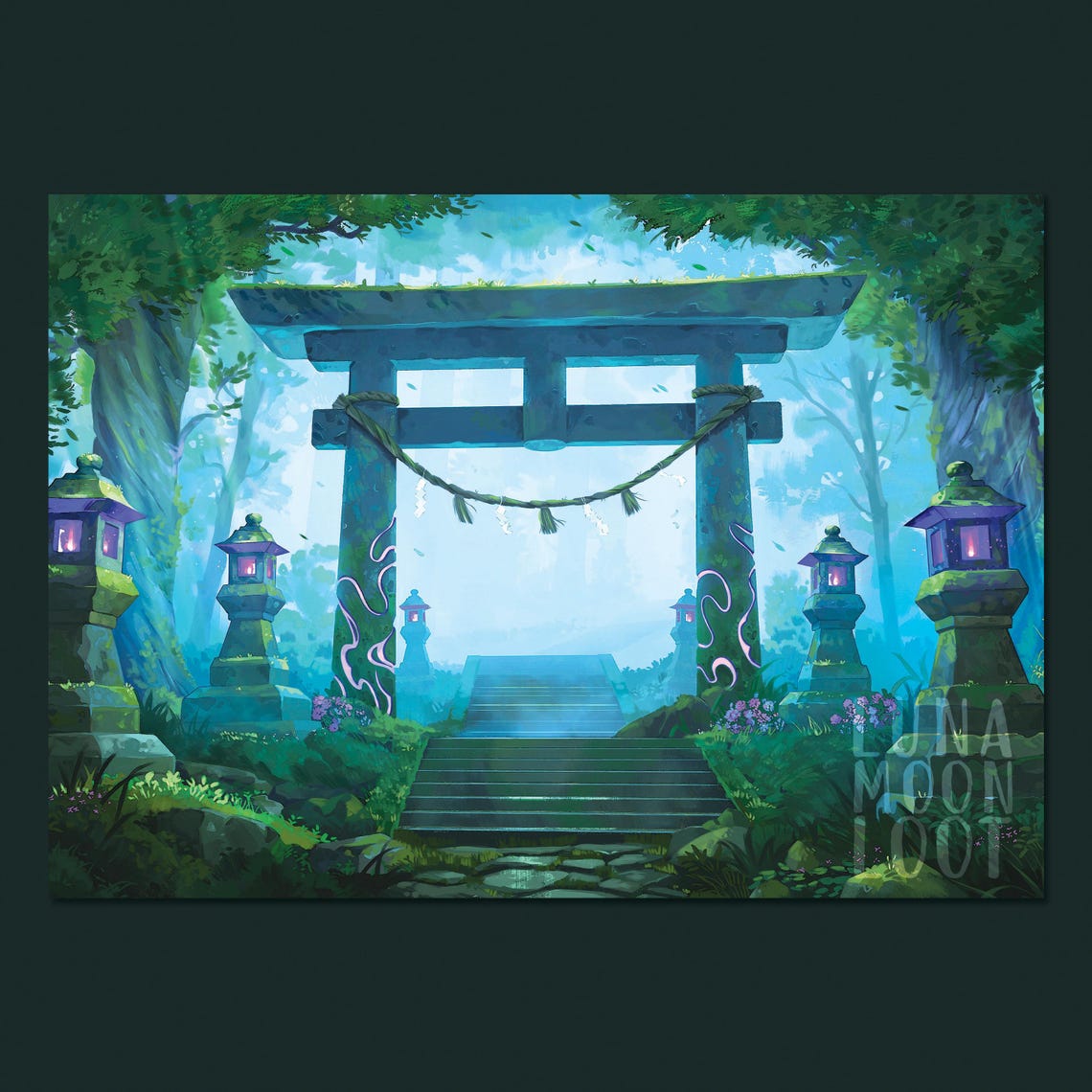 Ancient Grounds | Anime Print | Fantasy Poster | Nature Japanese Shrine ...