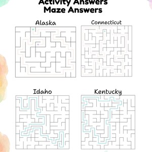 Printable 50 States Activity Book | Kids US Geography Coloring Mazes ...