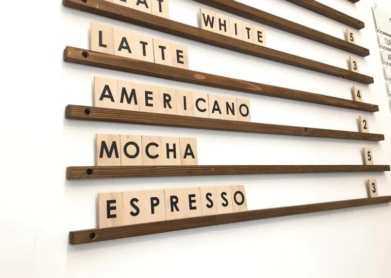 Wooden Rails Menu Board Wooden Alphabetic Letters Sign Changeable Wall ...
