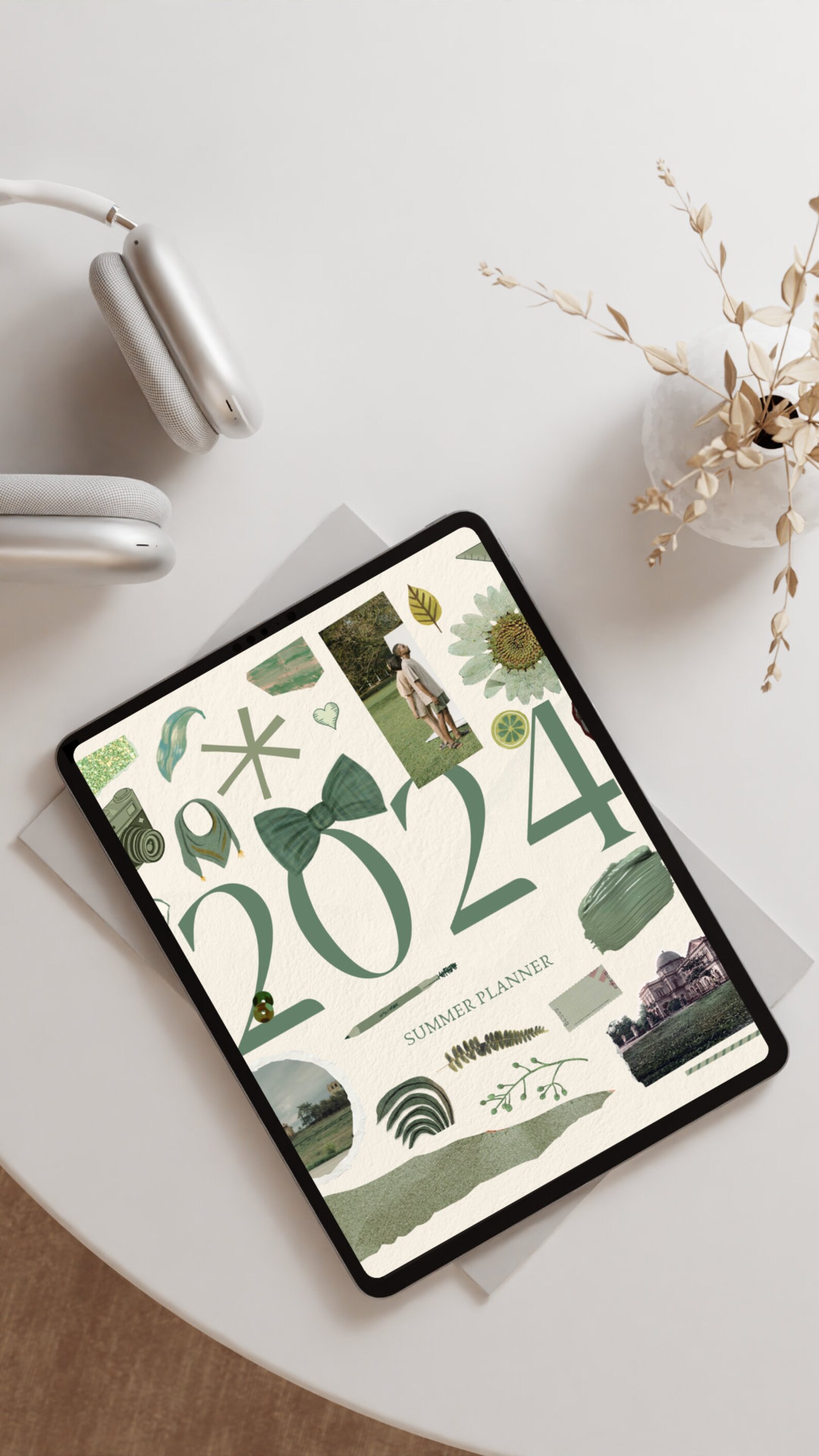Digital Summer Planner 2024, Greenery Clipart, Four Months June July ...