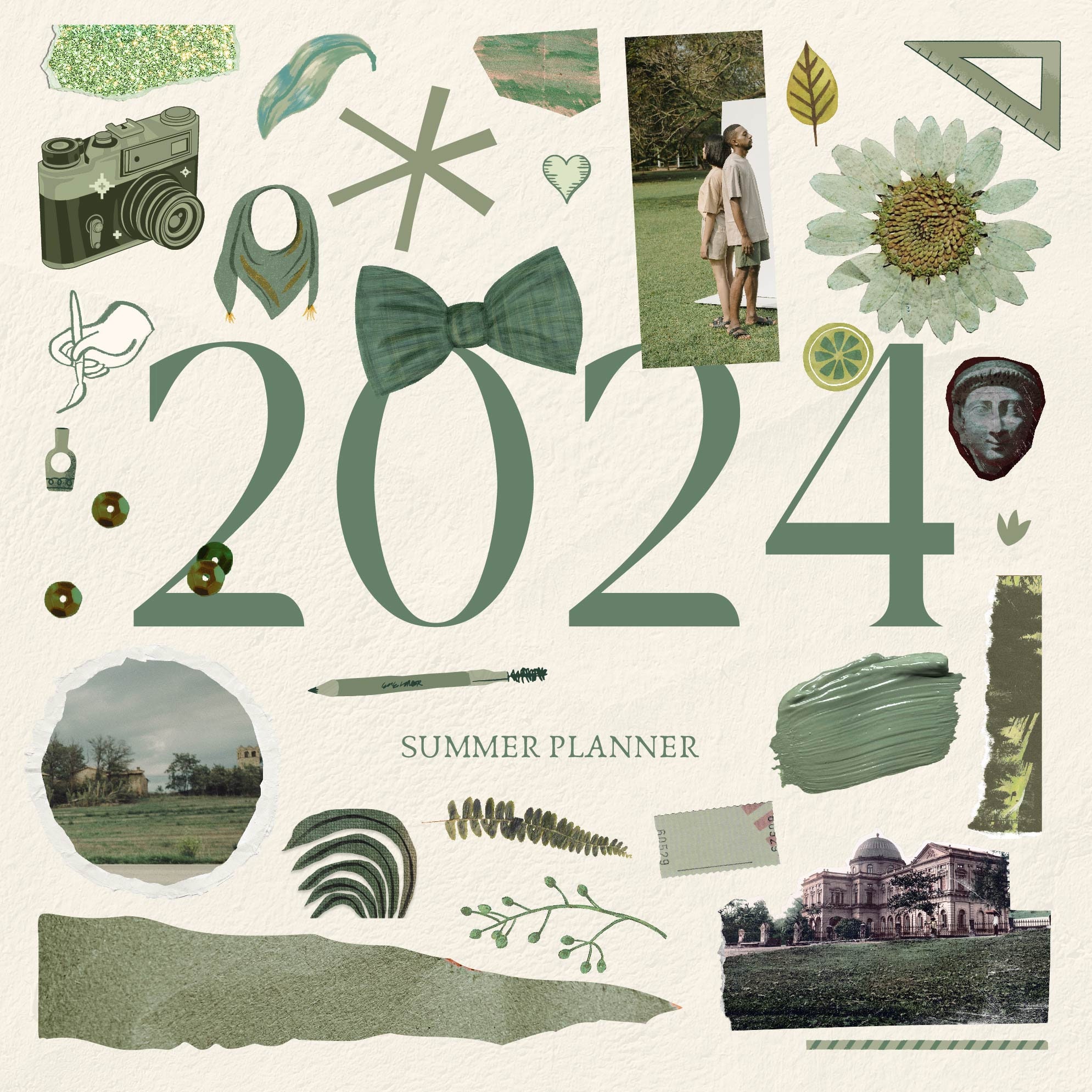 Digital Summer Planner 2024, Greenery Clipart, Four Months June July ...