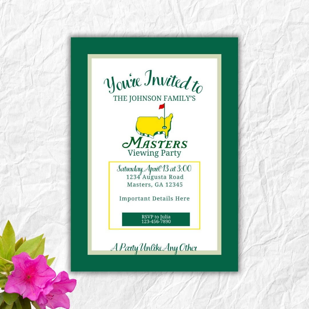 Masters Viewing Partee Golf Party Invitation Birthday Spring Party ...