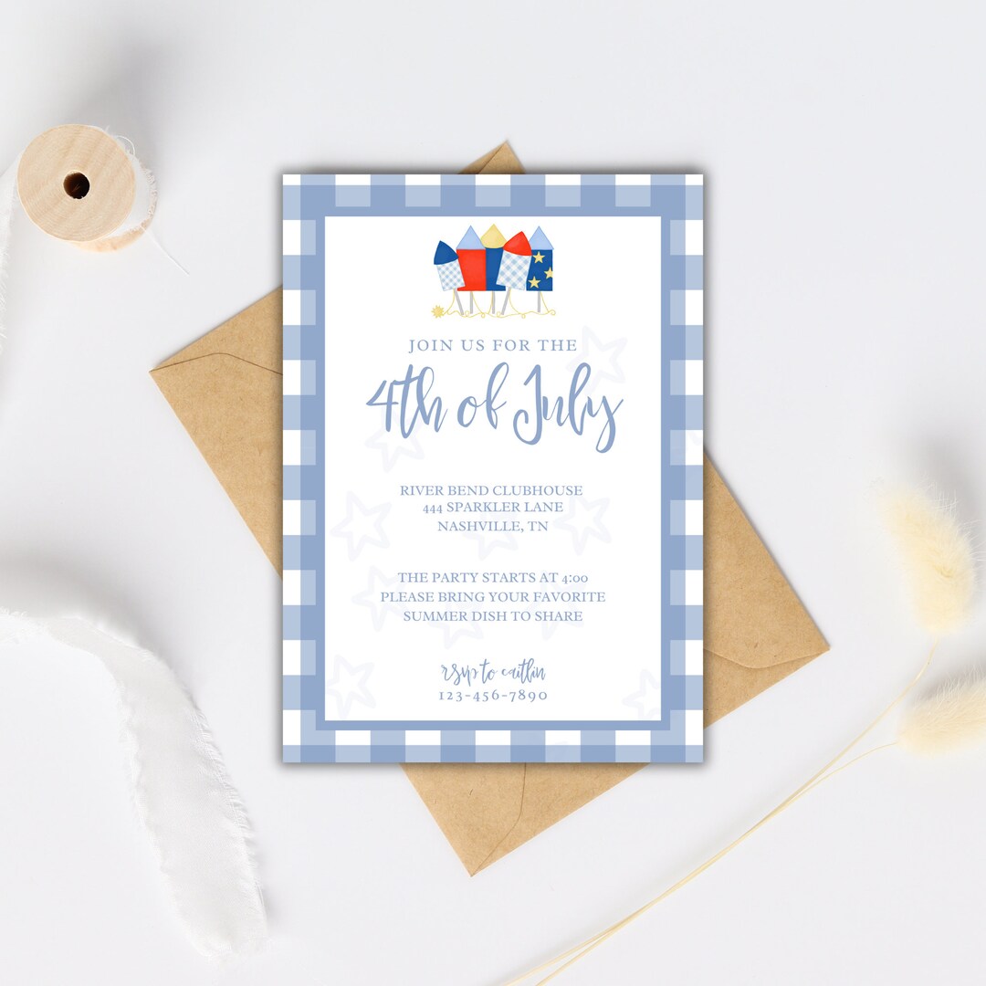 Fourth of July Party Digital Download Invitation 4th of July Potluck ...