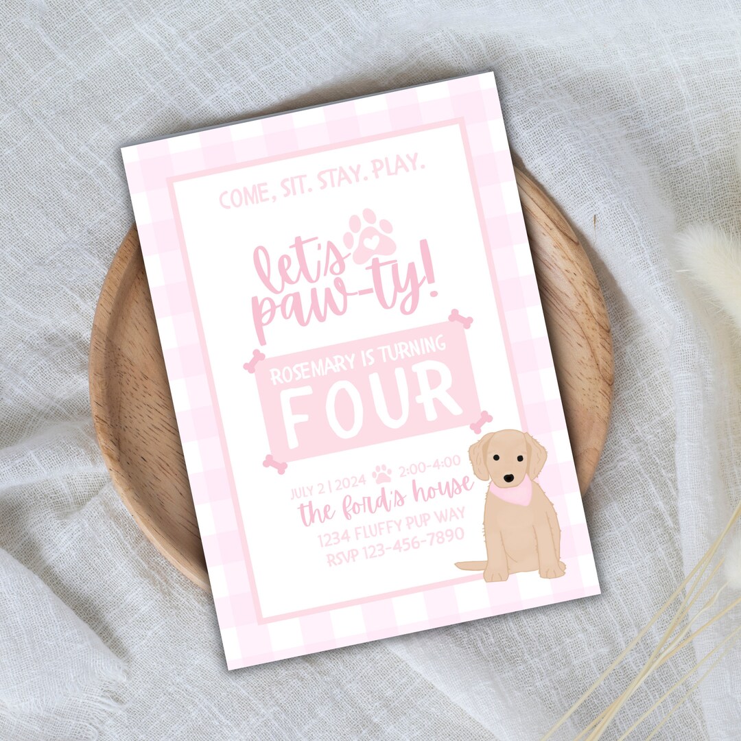 Puppy Pawty Happy Birthday Girl Birthday Party Dog Party Pink Puppies ...