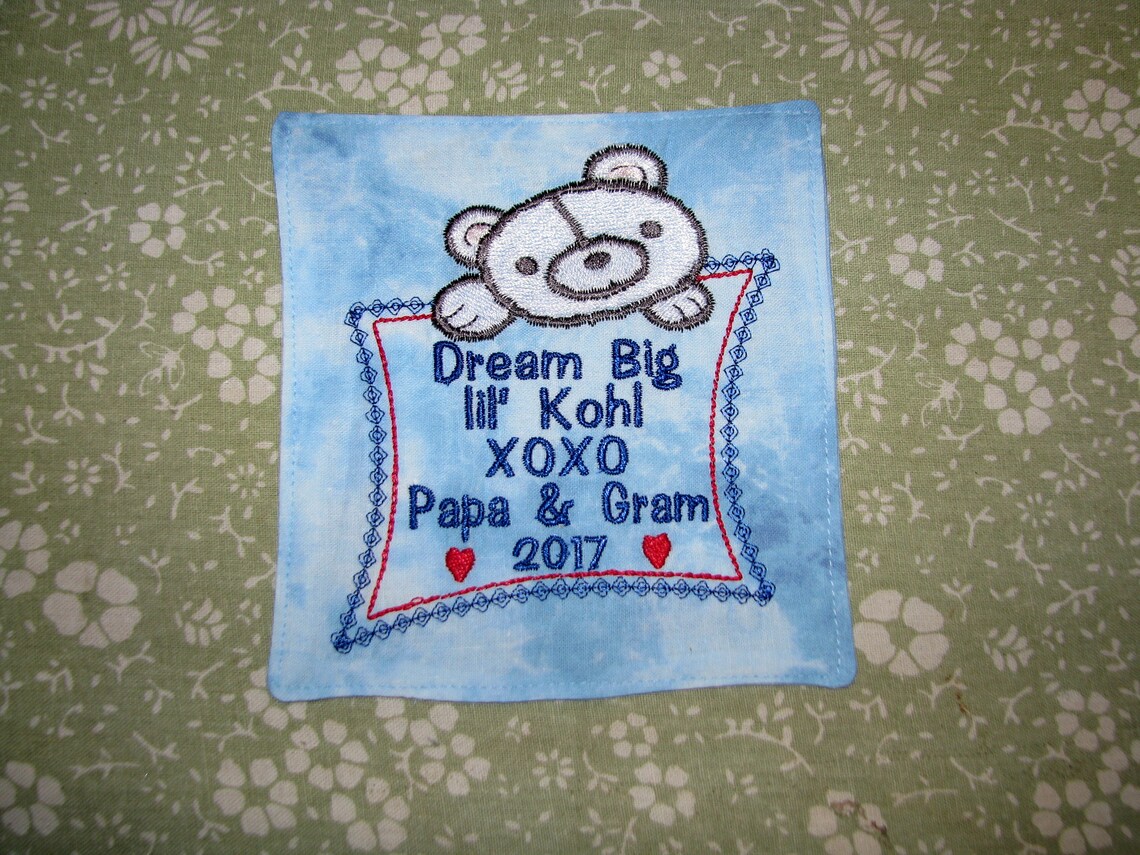 Personalized Custom Embroidered Teddy Bear Label. For Quilts | Etsy