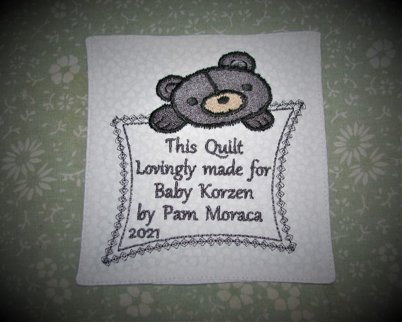 Personalized Custom Embroidered Teddy Bear Label. for Quilts - Etsy