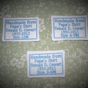 Personalized Custom Embroidered Label. Classic Border. for Quilts ...