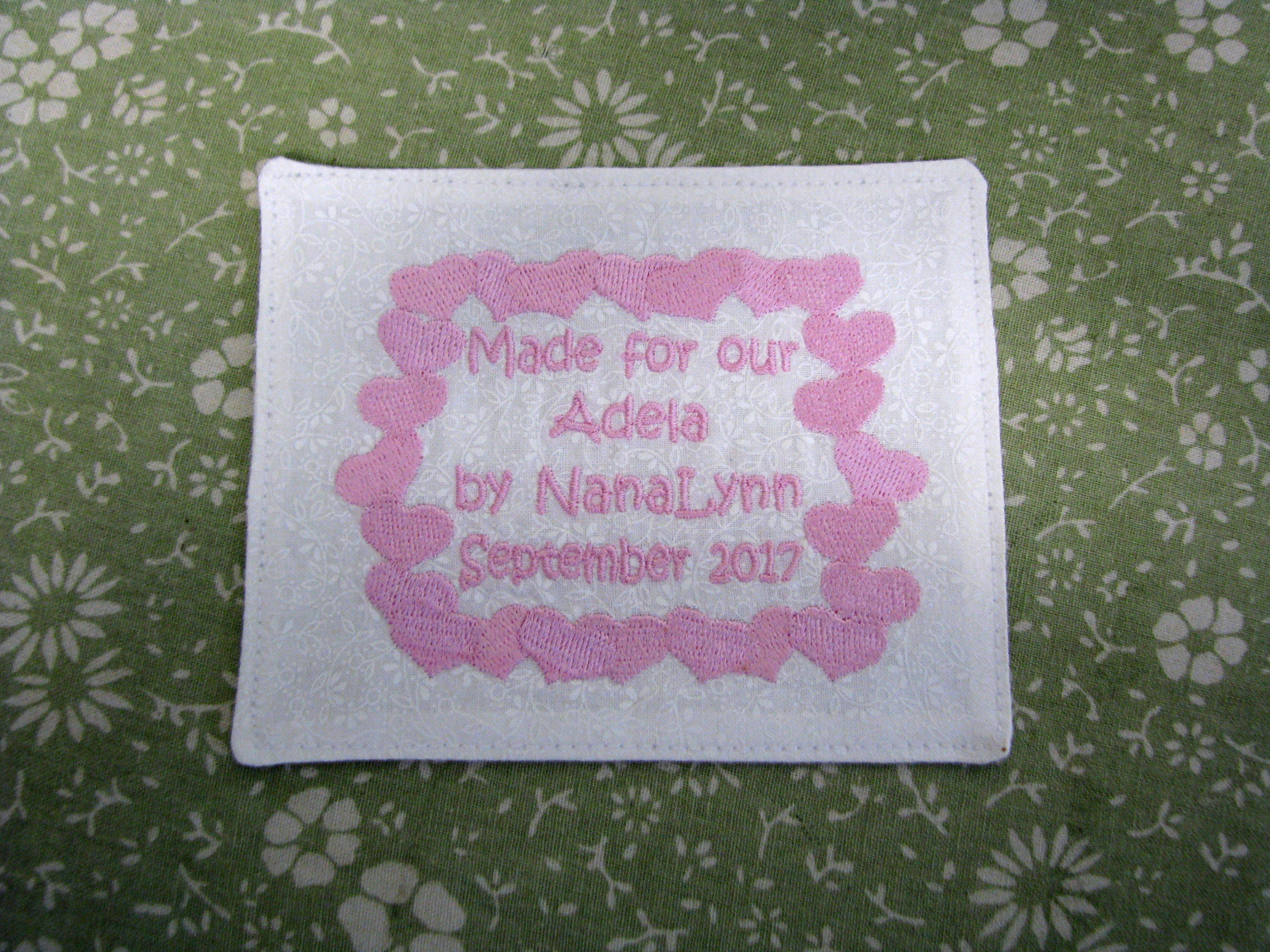 Personalized Custom Embroidered Label. Adorable Heart Border. | Etsy