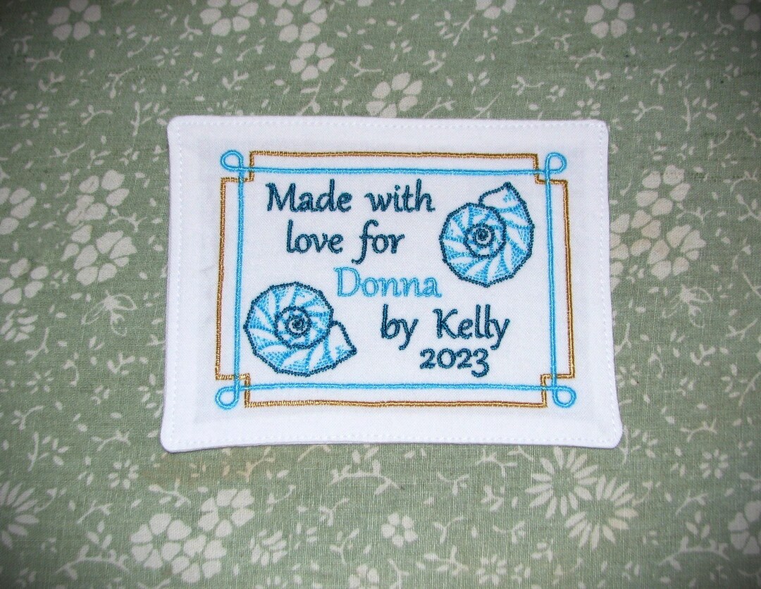 Personalized Custom Embroidered Label. Classic 2 Line Border W/designs ...