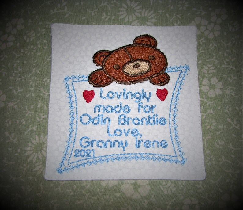 Personalized Custom Embroidered Teddy Bear Label. for Quilts - Etsy