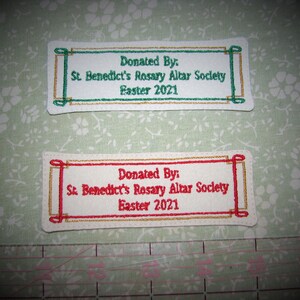Personalized Custom Embroidered Label. Classic 2 Line Border. - Etsy