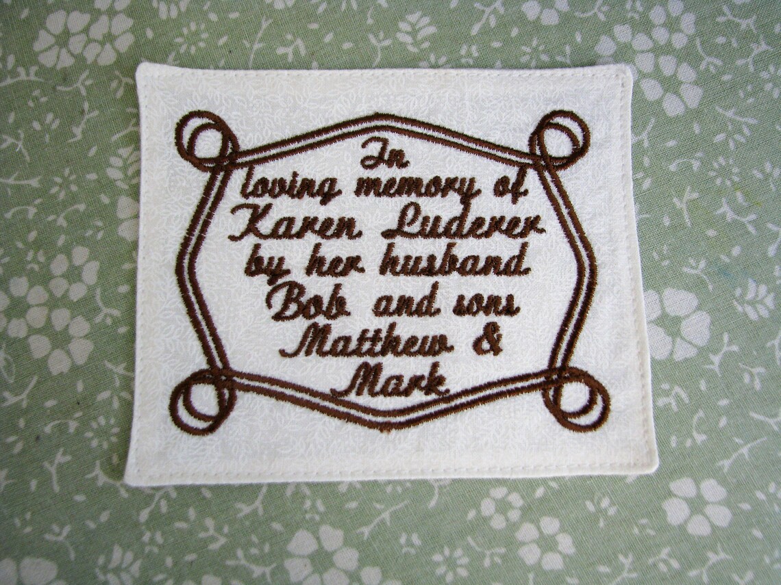 Personalized Custom Embroidered Label. for Quilts, Tablerunners ...