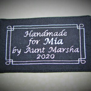 Personalized Custom Embroidered Label. Classic 2 Line Border. for ...